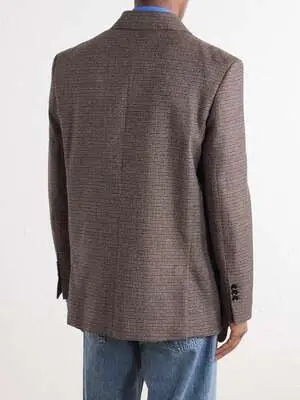 AMI Paris Double-breasted Houndstooth Virgin Wool Blazer