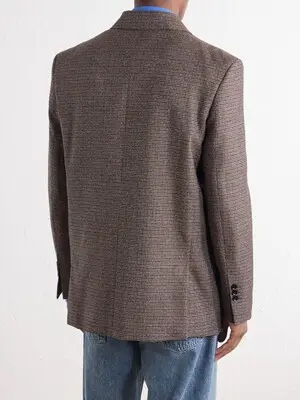 AMI Paris Double-breasted Houndstooth Virgin Wool Blazer - Brown