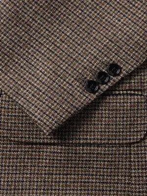 AMI Paris Double-breasted Houndstooth Virgin Wool Blazer - Brown