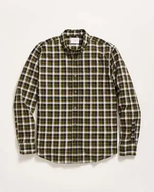 Billy Reid Textural Grid Plaid Tuscumbia Shirt Button Down - Olive,multi