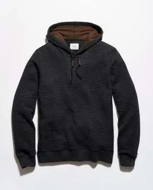 Billy Reid Box Quilt Hoodie Pullover - Black