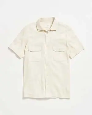 Billy Reid Short Sleeve Hemp Cotton Knit Shirt - White
