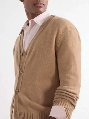 AMI Paris Logo-embroidered Cashmere And Wool-blend Cardigan