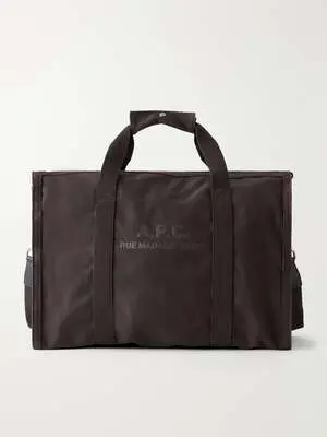 A.p.c. Recuperation Logo-printed Webbing-trimmed Cotton-canvas Tote Bag - Brown