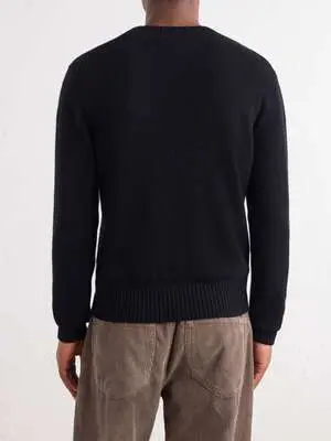AMI Paris Logo-embroidered Cashmere And Wool-blend Sweater