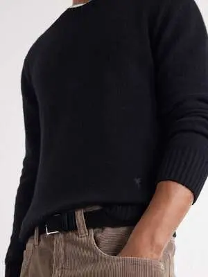 AMI Paris Logo-embroidered Cashmere And Wool-blend Sweater