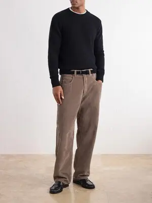 AMI Paris Logo-embroidered Cashmere And Wool-blend Sweater