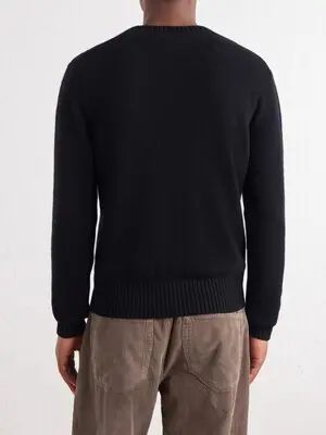 AMI Paris Logo-embroidered Cashmere And Wool-blend Sweater