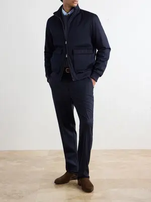 Herno Virgin Wool-twill Bomber Jacket - Blue