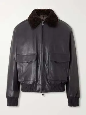 VALSTAR Smith Shearling-trimmed Full-grain Leather Jacket - Black