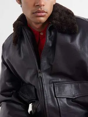 VALSTAR Smith Shearling-trimmed Full-grain Leather Jacket