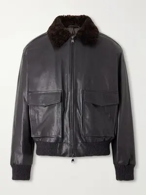 VALSTAR Smith Shearling-trimmed Full-grain Leather Jacket - Black