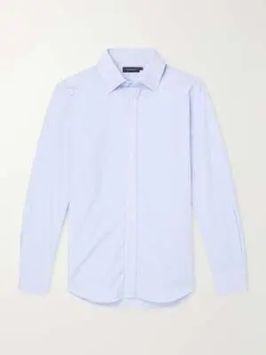 Thom Sweeney Lecce Striped Cotton-poplin Shirt - Blue