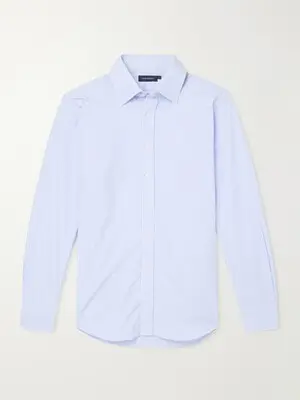 Thom Sweeney Lecce Striped Cotton-poplin Shirt - Blue