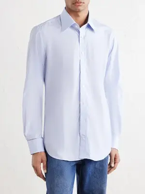 Thom Sweeney Lecce Striped Cotton-poplin Shirt