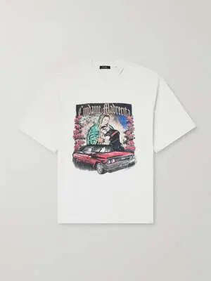 WILLY CHAVARRIA Ciudame Madresita Printed Distressed Cotton-jersey T-shirt - Cream