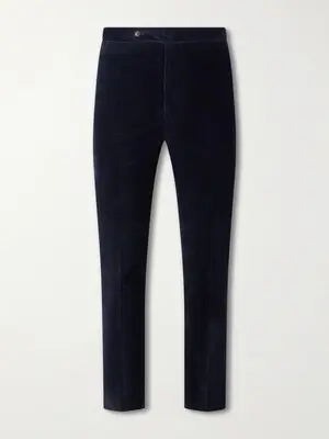 DE PETRILLO Slim-fit Stretch-cotton Corduroy Suit Trousers - Blue