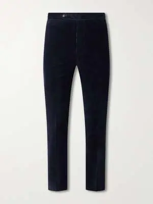 DE PETRILLO Slim-fit Stretch-cotton Corduroy Suit Trousers - Navy