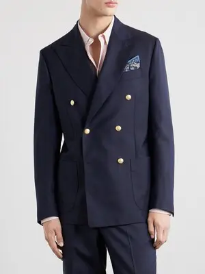 DE PETRILLO Vesuvio Double-breasted Wool-twill Suit Jacket