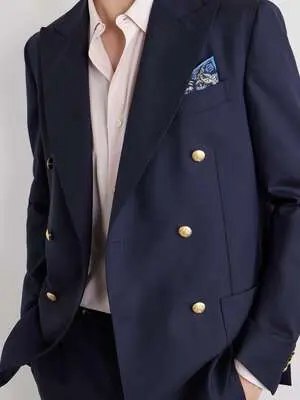 DE PETRILLO Vesuvio Double-breasted Wool-twill Suit Jacket