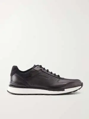 Berluti Fast Track Suede-trimmed Full-grain Venezia Softy Leather Sneakers - Black