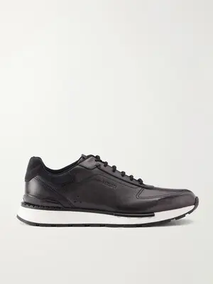 Berluti Fast Track Suede-trimmed Full-grain Venezia Softy Leather Sneakers - Black