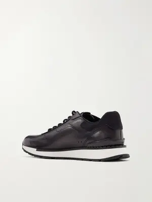 Berluti Fast Track Suede-trimmed Full-grain Venezia Softy Leather Sneakers - Black