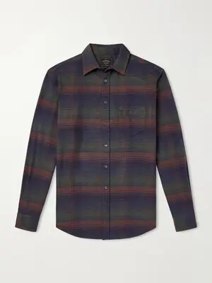 Portuguese Flannel Old Pine Checked Cotton-flannel Shirt - Blue