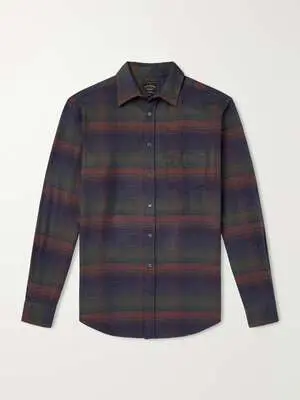 Portuguese Flannel Old Pine Checked Cotton-flannel Shirt - Navy
