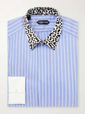 TOM FORD Striped Silk-satin Shirt - Blue