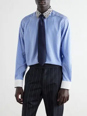 TOM FORD Striped Silk-satin Shirt - Blue