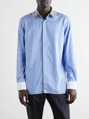 TOM FORD Striped Silk-satin Shirt - Blue