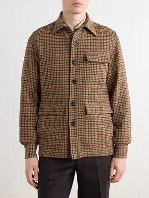 DE PETRILLO Houndstooth Virgin Wool Overshirt