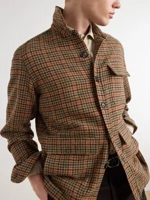 DE PETRILLO Houndstooth Virgin Wool Overshirt