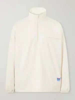 WILLY CHAVARRIA Appliquéd Fleece-lined Shell Half-zip Jacket - Cream