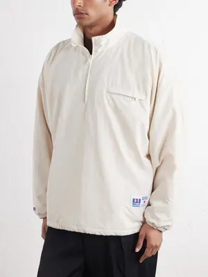 WILLY CHAVARRIA Appliquéd Fleece-lined Shell Half-zip Jacket - Neutrals