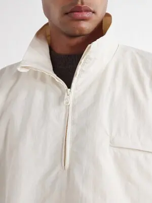 WILLY CHAVARRIA Appliquéd Fleece-lined Shell Half-zip Jacket - Neutrals