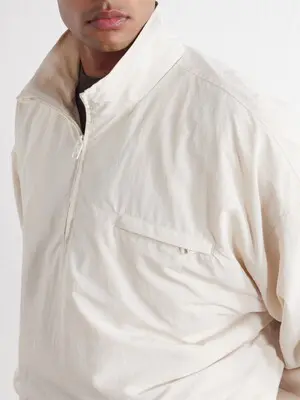 WILLY CHAVARRIA Appliquéd Fleece-lined Shell Half-zip Jacket - Neutrals