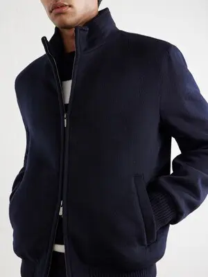 Thom Sweeney Wool And Cashmere-blend Flannel Bomber Jacket