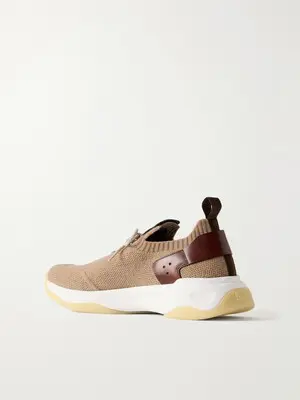 Berluti Shadow Leather-trimmed Stretch-cashmere Sneakers