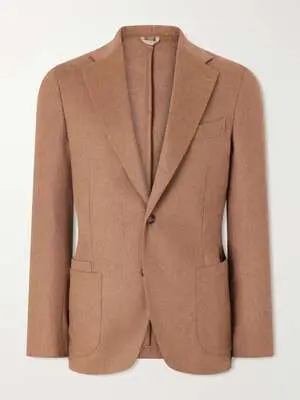 DE PETRILLO Posillipo Brushed Camel Hair Blazer - Beige