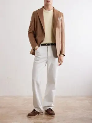DE PETRILLO Posillipo Brushed Camel Hair Blazer - Neutrals