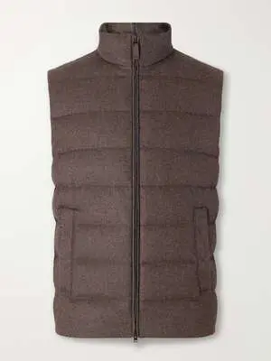 Herno Quilted Silk And Cashmere-blend Gilet - Brown