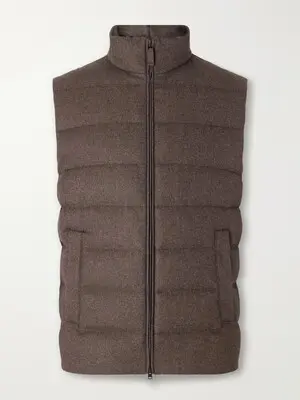 Herno Quilted Silk And Cashmere-blend Gilet - Brown