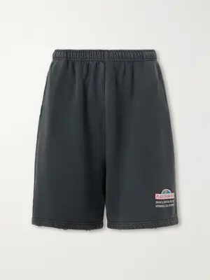 WILLY CHAVARRIA Straight-leg Printed Cotton-jersey Shorts - Black