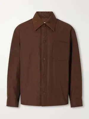 AMI Paris Logo-embroidered Padded Canvas Overshirt - Brown