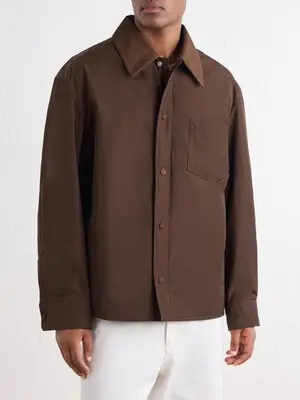 AMI Paris Logo-embroidered Padded Canvas Overshirt - Brown