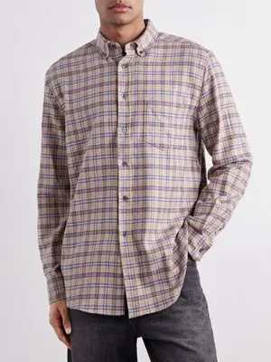 Portuguese Flannel Cedar Checked Cotton-flannel Shirt - Brown