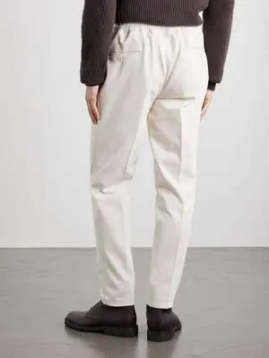 DE PETRILLO Straight-leg Pleated Cotton-twill Trousers