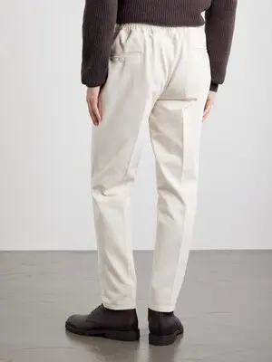 DE PETRILLO Straight-leg Pleated Cotton-twill Trousers